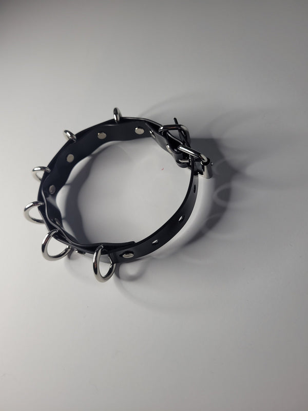 Black PVC neck collar multiple D ring inspired by Rhea Ripley – AAG store